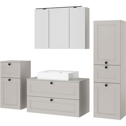 Badm&ouml;bel-Set Nobilia, B:210cm H:181cm T:49cm, beige, Kastenm&ouml;bel-Sets, "Cascada", vormontiert, mit Soft-Close