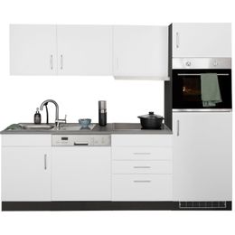 K&uuml;chenzeile KOCHSTATION, B:230cm H:200cm T:60cm, wei&szlig;, Komplettk&uuml;chen-Sets, "KS-Paris", Breite 230 cm, wahlweise mit E-Ger&auml;ten und Induktion