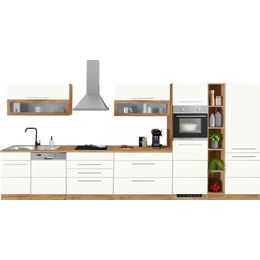 K&uuml;chenzeile KOCHSTATION, B:440cm T:60cm, wei&szlig;, Komplettk&uuml;chen-Sets, "KS-Wien", Breite 440 cm, wahlweise mit E-Ger&auml;ten und Induktion