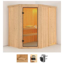 Karibu Sauna &raquo;Swantje&laquo; Set, Ofen 3,6 kW intgr. Strg beige Saunaofen, integrierte Steuerung, 3,6 kW