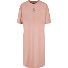 Merchcode Damen Shirtkleid "Merchcode Damen Ladies Rose Oversized Slit Tee Dress", rosa, Gr. XXL, 100% Baumwolle, Kleider