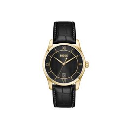 BOSS Herren Quarzuhr "PRINCIPLE", schwarz, Armbanduhren, Armbanduhr, Damenuhr, Herrenuhr, Lederarmband, analog, Tag