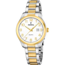 Festina Damen Quarzuhr "Classic Steel", gold, Armbanduhren, Armbanduhr, Damenuhr, Edelstahlarmband, analog, Tag