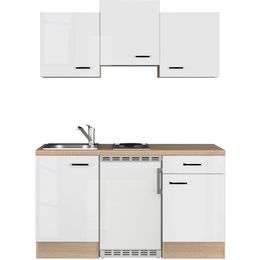 Pantryk&uuml;che Flex-Well, B:150,5cm H:226cm T:60cm, wei&szlig;, Komplettk&uuml;chen-Sets, "Florenz", Breite 150,5 cm, mit Unterbau-K&uuml;hlschrank, Kochfeld und Sp&uuml;le