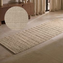 Wollteppich Ted Baker, B:80cm H:7mm L:250cm, beige, Wolle, Wohnzimmer, Teppiche, "Parker, auch als L&auml;ufer", Wolle, Natur, handgewebt, Wohnzimmer,