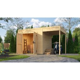 Gartenhaus Weka, beige, Massivholz, Gartenh&auml;user, "Batu 2 mit Anbau"