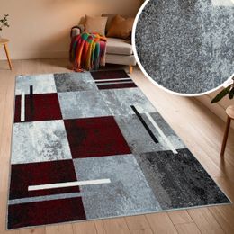 Teppich OTTO HOME, B:200cm H:9mm L:300cm, rot, Kunstfaser, Wohnzimmer, Teppiche, "Cube, Karo Muster mit 3D-Design", Kasten, geometrisch, Patchwork,