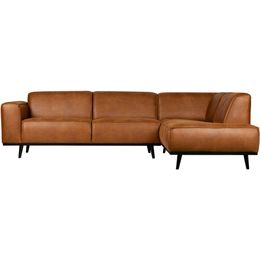 Ecksofa Woood, B:274cm H:77cm T:210cm, braun, 35% Leder / 65% Polyester, Wohnzimmer, Sofas, "Statement, Sofa auf Birke-Gestell, mit Bonell- und
