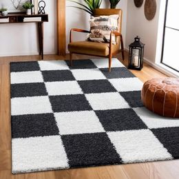 Hochflor-Teppich Sanat, B:160cm H:30mm L:230cm, schwarz, Kunstfaser, Teppiche, "Milano 1250, auch als L&auml;ufer und in Rund", Hochflor, Shaggy, Karo,