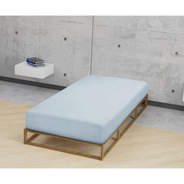 Spannbettlaken Biberna, L:200cm, blau, Biber, Obermaterial: 100% Baumwolle, Bettlaken, "Biber in Gr. 90x200, 140x200 oder 180x200 cm", aus Baumwolle,