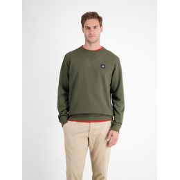Lerros Herren Sweatshirt, gr&uuml;n, Gr. S, unifarben, Sweatware, Obermaterial: 50% Baumwolle, 50% Polyester, Sweatshirts, mit Logo-Badge