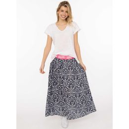 Zwillingsherz Damen Maxirock ""Geometric Flowers"", schwarz-wei&szlig;, Gr. L, Web, Obermaterial: 100% Viskose, R&ouml;cke, Florales Muster, Gummizug mit