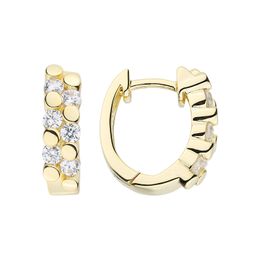 Jobo Damen Paar Creolen "Ovale Ohrringe 15 mm mit 12 Zirkonia", Silber 925 (Sterlingsilber), gold, Silber 925 (Sterlingsilber), Ohrringe, 925 Silber