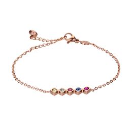 AMELIA PARKER Damen Armband "AB012R", 21cm, Edelstahl, rosa, Edelstahl, Armb&auml;nder