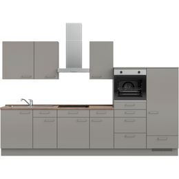 K&uuml;chenzeile Nobilia, B:330,3cm H:216,6cm T:60cm, grau, Komplettk&uuml;chen-Sets, ""Laser I", NEU: individuell anpassbar mit gratis Profi-Beratung",