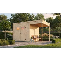 Gartenhaus Weka, braun, Massivholz, Gartenh&auml;user, "Batu 2 mit Anbau 150 cm"