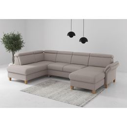 Wohnlandschaft OTTO HOME, B:321cm H:84cm T:193cm, beige, 95% Polyester, 5% Polyamid, Sofas, "Glendale, U-Form", inkl. Kopfteilverstellung, wahlweise