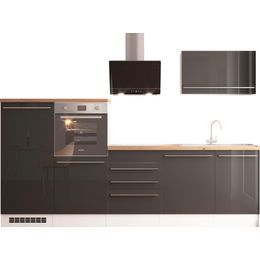 K&uuml;che respekta, B:290cm H:200cm T:60cm, grau, Komplettk&uuml;chen-Sets, "Gabriel", wechselseitig aufbaubar, als Doppelblock stellbar