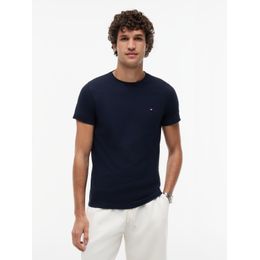 Tommy Hilfiger Herren T-Shirt "CORE STRETCH SLIM C-NECK TEE", blau, Basic, Gr. S, Jersey, Obermaterial: 96% Baumwolle, 4% Elasthan, Shirts