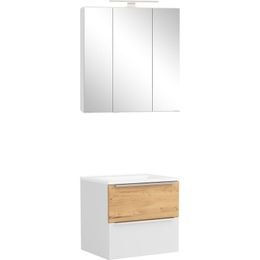 Welltime Badm&ouml;bel-Set &raquo;TRIENT, Set: Spiegelschrank und Waschtisch&laquo; 2 Stk. tlg. wei&szlig; MDF B/H/T: 60cmcm x 200cmcm x 47cmcm