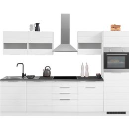 K&uuml;chenzeile KOCHSTATION, B:300cm T:60cm, wei&szlig;, Komplettk&uuml;chen-Sets, "KS-Luhe", 300 cm breit, wahlweise mit oder ohne E-Ger&auml;ten, gefr&auml;ste MDF-Fronten