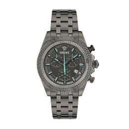 Versace Herren Chronograph "FORNAX", grau, Armbanduhren, Quarzuhr, Armbanduhr, Herrenuhr, Swiss Made, Edelstahlarmband, analog