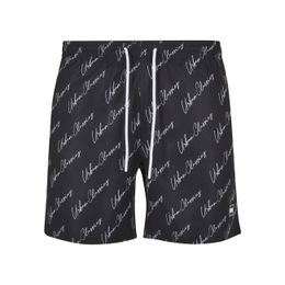 Urban Classics Herren Badeshorts "Urban Classics Herren Pattern Swim Shorts", schwarz, Gr. M, 100% Polyester, Badehosen