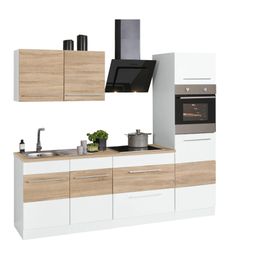 K&uuml;chenzeile KOCHSTATION, B:240cm T:60cm, wei&szlig;, Komplettk&uuml;chen-Sets, "KS-Trient", Breite 240 cm, wahlweise mit E-Ger&auml;ten, mit Arbeitsplatte