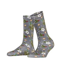 Burlington Damen Socken "Fancy Christmas", Gr. 36, grau, Obermaterial: 90% Baumwolle CO. 8% Polyamid PA. 2% Elasthan EL., Socken