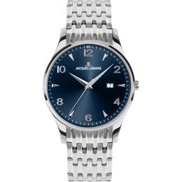 Jacques Lemans Herren Quarzuhr "London", blau, Armbanduhren, Armbanduhr, Herrenuhr, Edelstahlarmband, analog, Tag