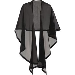 bonprix Damen Schal "Poncho-Schal", schwarz, leicht transparent, unifarben, Web, Kunstfaser, Modet&uuml;cher, leicht durchscheinend, l&auml;ssiger &Uuml;berwurf,