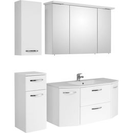 Badm&ouml;bel-Set SAPHIR, B:145cm H:200cm T:48cm, wei&szlig;, Spanplatte, Kastenm&ouml;bel-Sets, "Quickset 326, 5-teilig, mit Mineralmarmorwaschtisch",