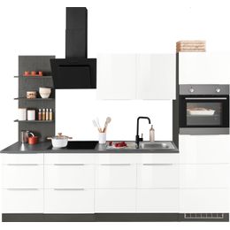 K&uuml;chenzeile KOCHSTATION, B:270cm H:200cm T:60cm, wei&szlig;, Komplettk&uuml;chen-Sets, "KS-Brindisi Breite 270 cm", wahlweise mit E-Ger&auml;ten und Induktion, mit