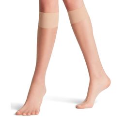 Falke Damen Kniestr&uuml;mpfe "Shelina", Gr. 39, beige, Obermaterial: 54% Polyamid PA. 46% Polyurethan PU., schimmernd, Socken