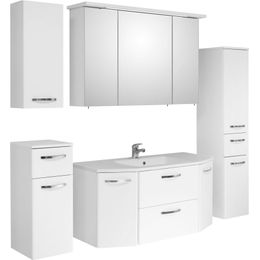 Badm&ouml;bel-Set SAPHIR, B:175cm H:200cm T:48cm, wei&szlig;, Spanplatte, Kastenm&ouml;bel-Sets, "Quickset 326, 6-teilig, mit Mineralmarmorwaschtisch",