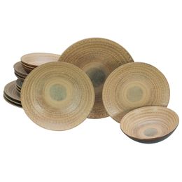 Creatable Teller-Set "Neapel, Service 16-tlg.", 16, beige, Geschirr-Sets, Teller Set, Edles Tellerset, Vulkanoptik