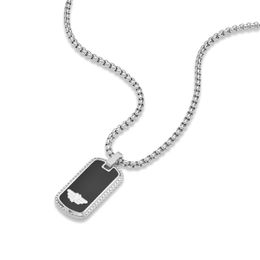 Police Herren Kette mit Anh&auml;nger "Stamp Dog Tag", Edelstahl, L: 55 B: 3,5mm, schwarz, Edelstahl, B:3,5mm, Halsketten