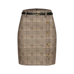 CLOUD 5IVE Damen Midirock "CLOUD 5IVE"beige, schwarz, Gr. XL, kariert, 95% Polyester, 5% Elasthan, R&ouml;cke