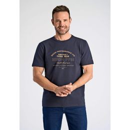 Bison Herren Kurzarmshirt "T-Shirt (Kurzarm) Comfort Fit", blau, Gr. M, Obermaterial: 95% Baumwolle, 5% Elasthan, Shirts