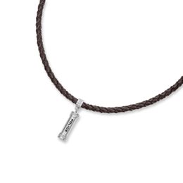 Police Herren Kette mit Anh&auml;nger "Barrell", Edelstahl Leder, L: 50 B: 4,5mm, braun, Edelstahl, Leder, B:4,5mm, Halsketten