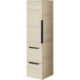 Midischrank SAPHIR, B:30cm H:121cm T:33cm, beige, Holzwerkstoff, Badezimmer, Schr&auml;nke, "1 Dreht&uuml;r und zwei Ausz&uuml;ge mit Soft-Close"
