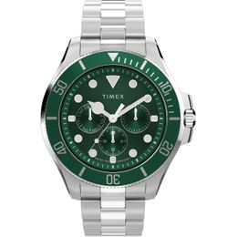 Timex Herren Quarzuhr "Harborside Coast Multifunction", gr&uuml;n, Armbanduhren, Armbanduhr, Herrenuhr, Edelstahlarmband, analog, Wochentag, Tag