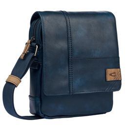 Camel Active Damen Umh&auml;ngetasche "Laos", blau, Polyurethan, Polyurethan (PU), Retro, beschichtet, kontrastfarbene Details, leichte Abriebeffekte,