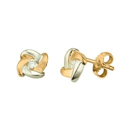 Firetti Damen Paar Ohrstecker "Schmuck Geschenk Gold 333 Ohrschmuck quadratische Form bicolor", Gelbgold 333, gold, Gelbgold 333, Ohrringe, mit
