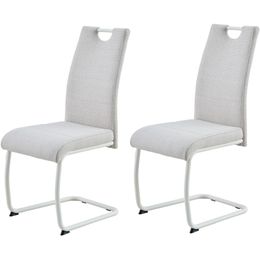 Freischwinger Hela, B:43cm H:97,5cm T:61cm, beige, Metall, Polyester, Stoff, St&uuml;hle, "FLORENZ", Rundrohrgestell Matching Colour, gepolstert, mit Griff