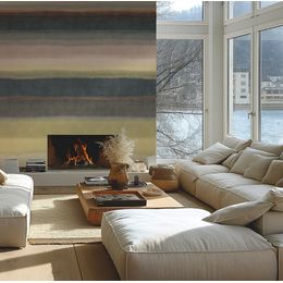 Livingwalls LIVING WALLS Vliestapete "Fototapete Streifen Aquarell-Optik Gr&uuml;n Beige", B/L: 2,8m x 1,59m, Rollen: 1, bunt, Wohnzimmer, Tapeten