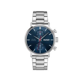 Hugo Herren Multifunktionsuhr "TAKEOFF", silber, Armbanduhren, Quarzuhr, Armbanduhr, Herrenuhr, Edelstahlarmband, analog