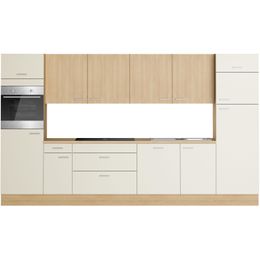 K&uuml;chenzeile KOCHSTATION, B:360cm H:211,8cm T:60cm, beige, Komplettk&uuml;chen-Sets, "KS-Lucy wahlweise mit Induktionskochfeld mit integriertem