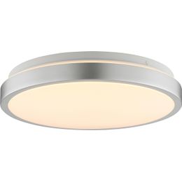 Brilliant LED Deckenleuchte "Livas", 1, &Oslash; 33cm H: 7cm, 1 Stk., silber, Wohnzimmer, Leuchten, &Oslash; 33cm, 2600 lm, 3000 K, Pr&auml;senzsensor, nickelfarben