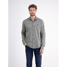 Lerros Herren Langarmhemd, grau, Gr. XXXL, unifarben, Web, Obermaterial: 100% Baumwolle, Hemden, mit Logo Stickerei